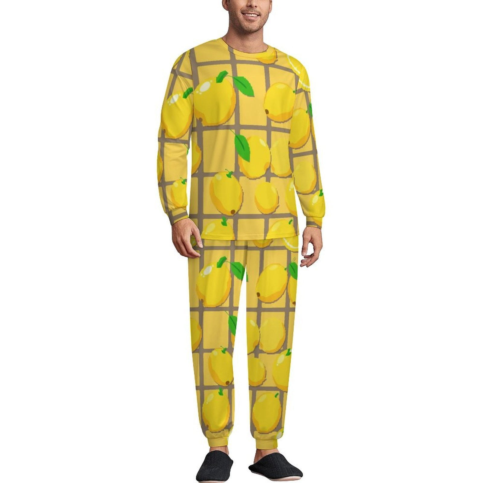 Delicious Lemon Pajamas Long Sleeves 2 Pieces Room Pajama Sets Printed ...