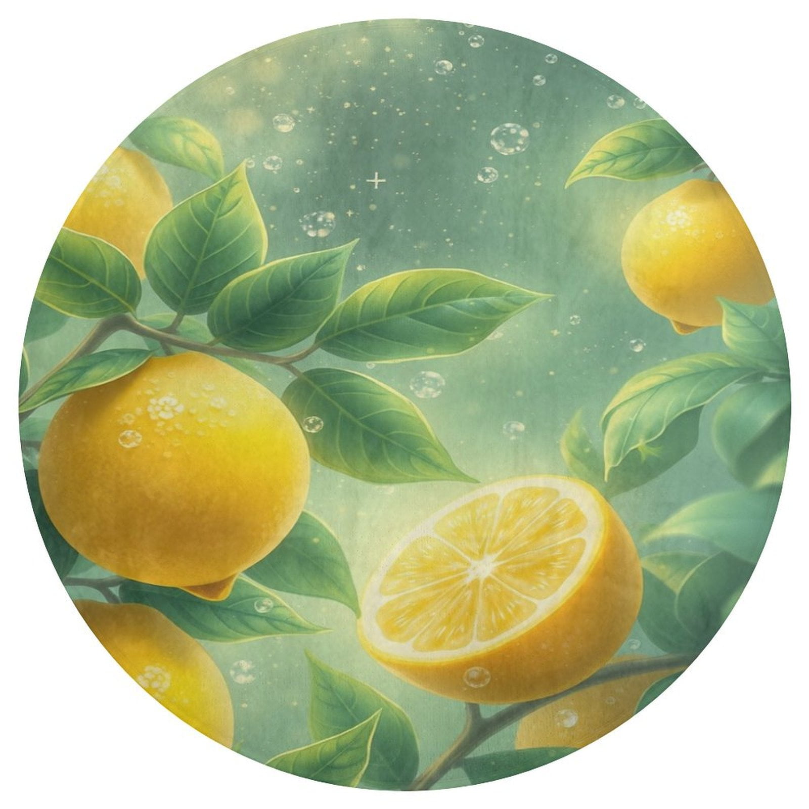 Delicious Lemon Round Area Rug Floor Carpets Washable Indoor Floor Area ...