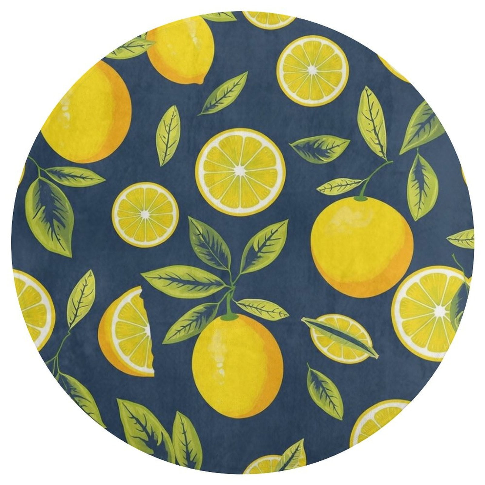Delicious Lemon Round Area Rug Soft Sofa Nursery Carpet Floor Mat Non ...