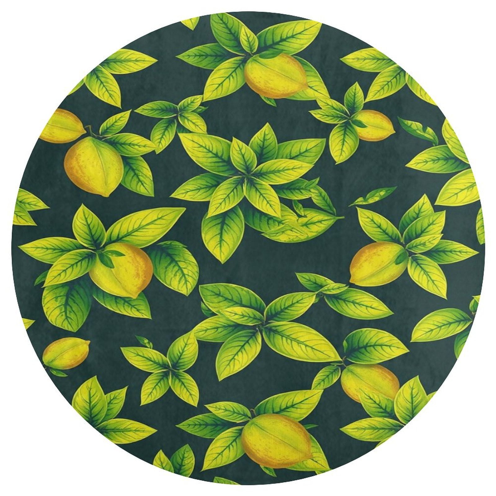 Delicious Lemon Round Area Rug Soft Sofa Nursery Carpet Floor Mat Non ...