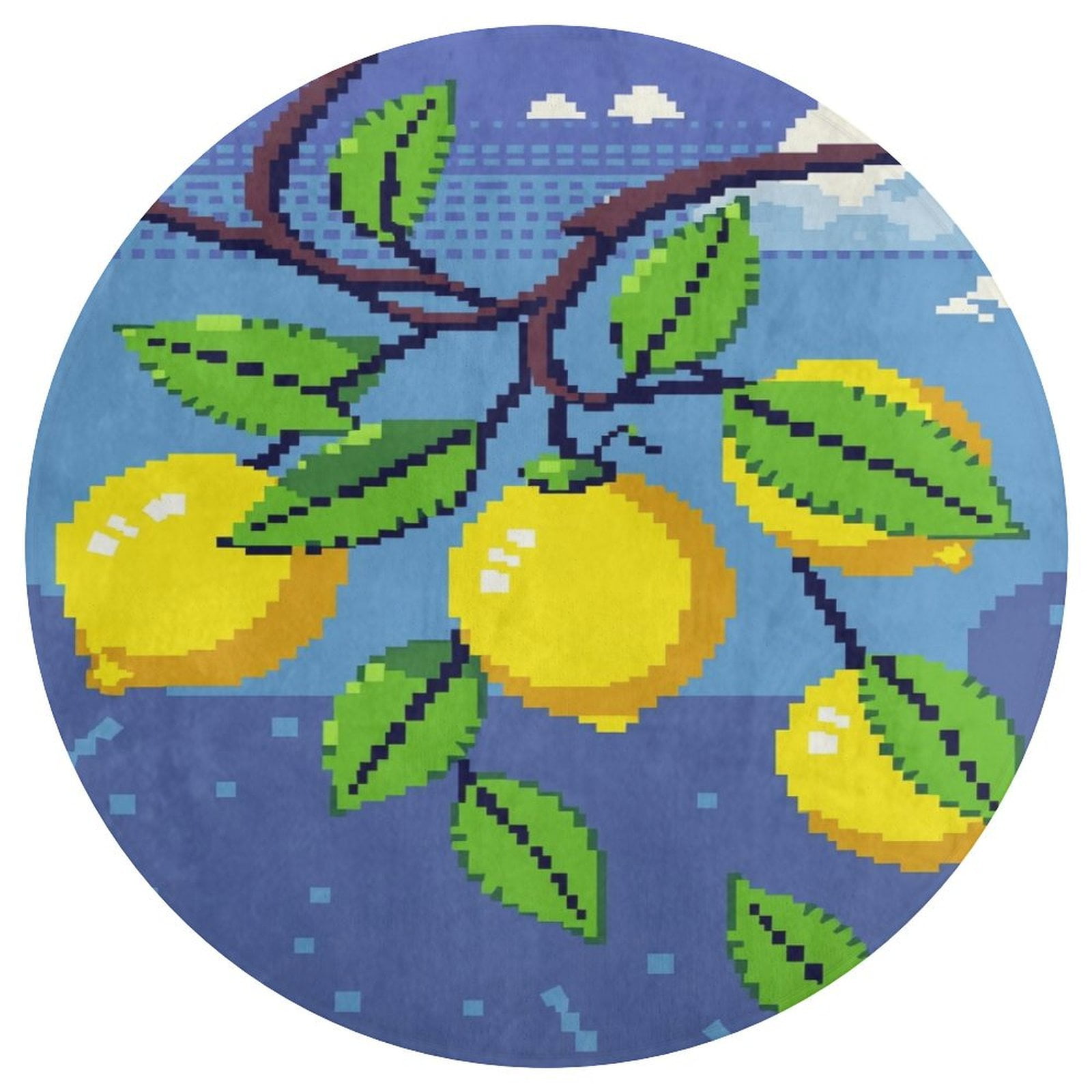 Delicious Lemon Round Area Rug Soft Sofa Nursery Carpet Floor Mat Non ...