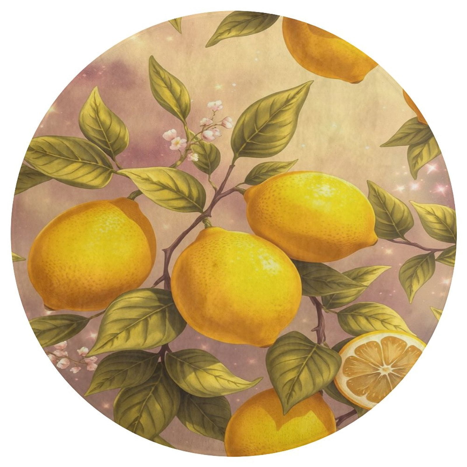 Delicious Lemon Rugs Trea Rugs Not-Slip Round Rugs Area Carpets for ...