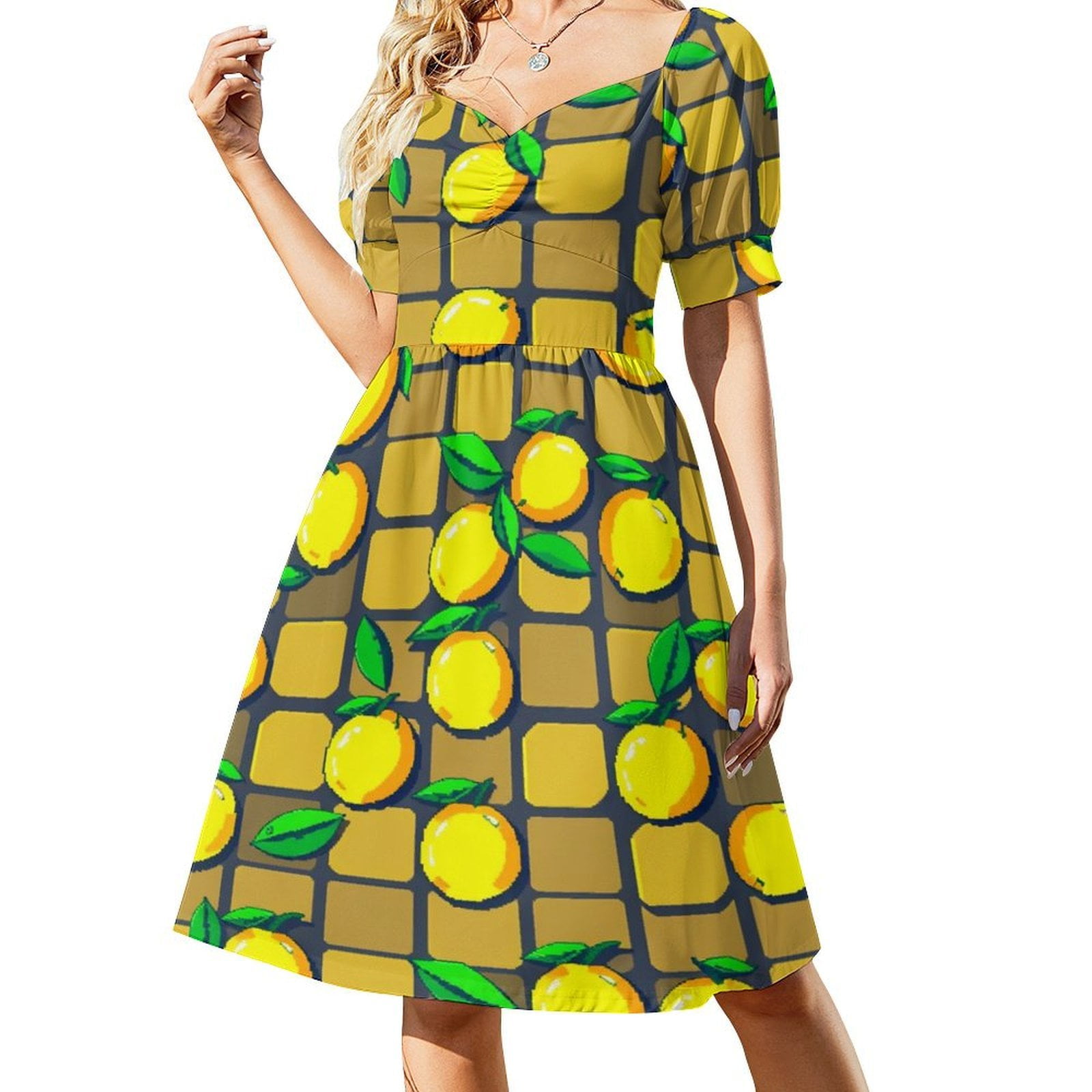 Delicious Lemon Short Sleeved Dress Birthday Dress for Women Luxury ...