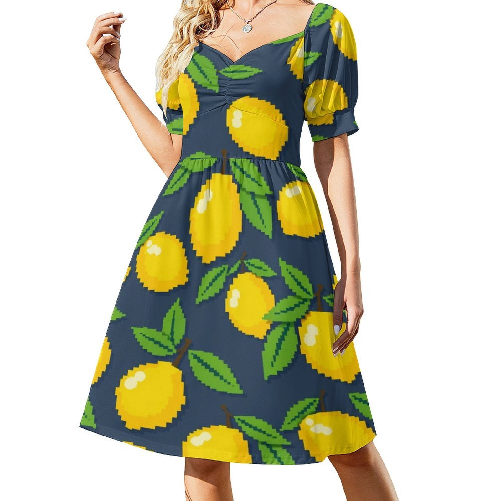 Delicious Lemon Short Sleeved Dress Fairy Dress Evening Gown Women ...