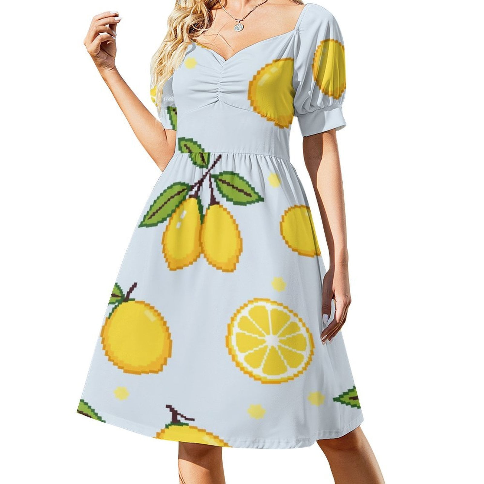Delicious Lemon Short Sleeved Dress Fairy Dress Evening Gown Women ...