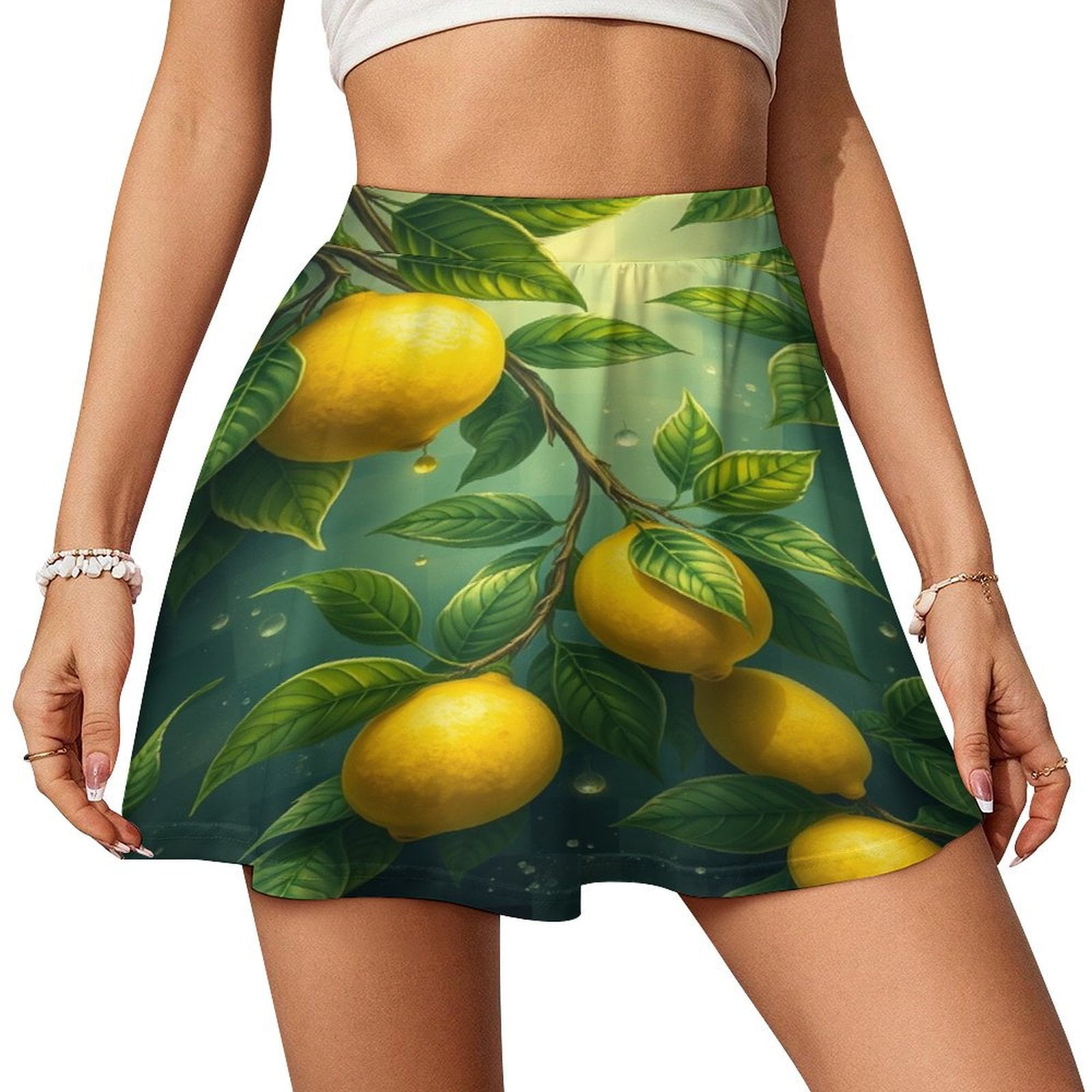 Delicious Lemon Skating Skirt Skirts Woman Cute Mini Skirt Print Skort ...