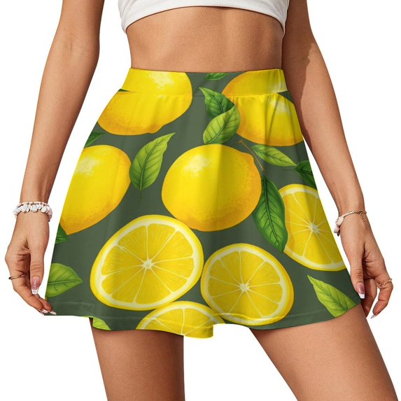 Delicious Lemon Skirt Woman Cute Mini Skirts High Waist Pattern Casual ...