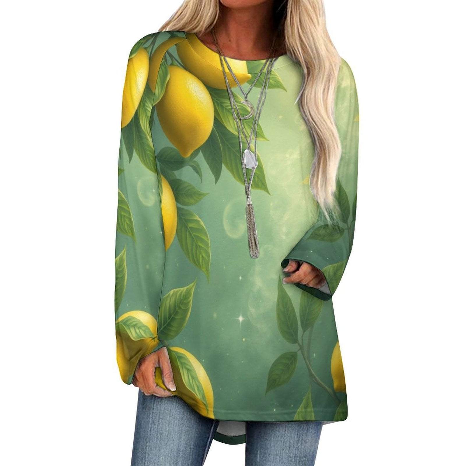 Delicious Lemon Spring And Autumn Women's Shirts Round Neck Shirts ...