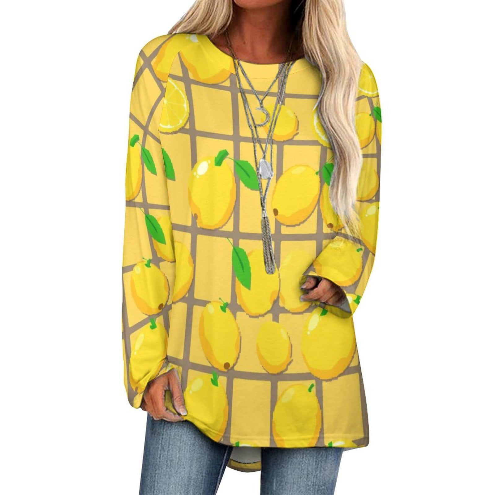 Delicious Lemon Spring And Autumn Women's Shirts Round Neck Shirts ...