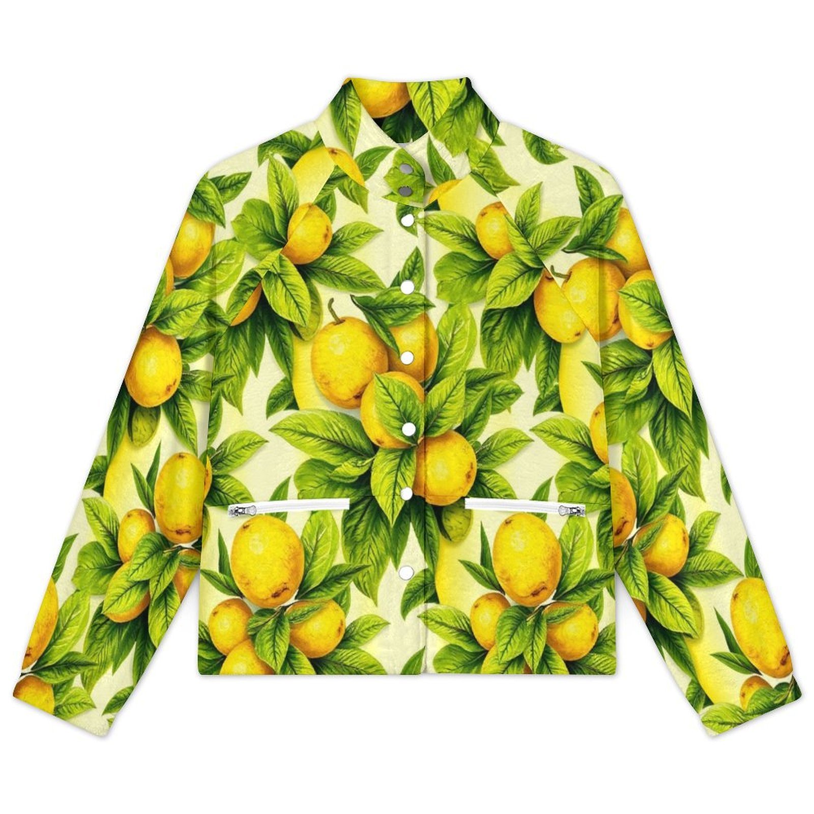 Delicious Lemon Warm Women's Plush Jacket Stand Collar Full Sleeve With ...