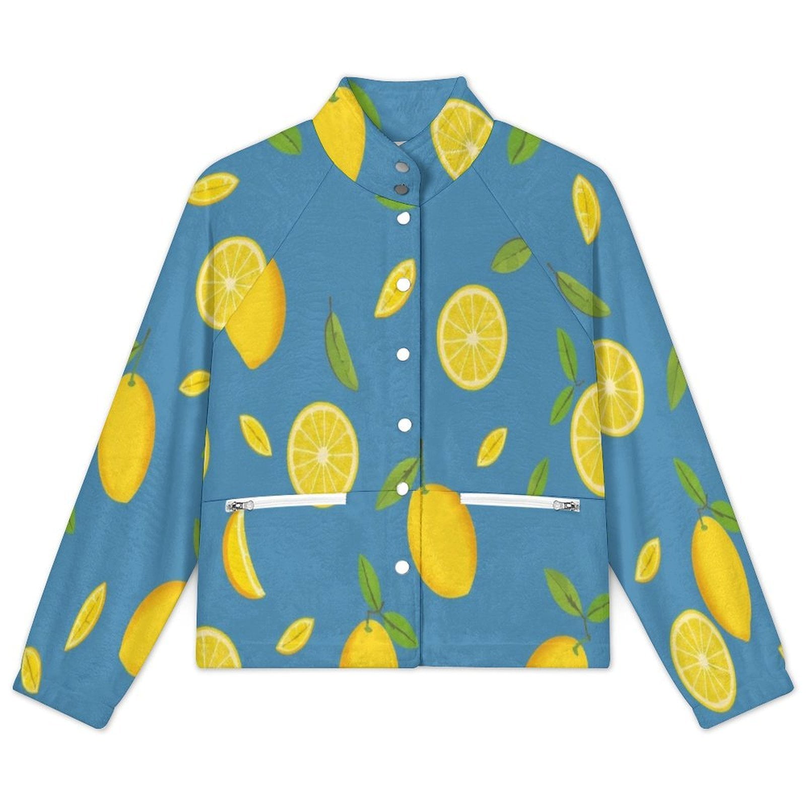 Delicious Lemon Warm Women's Plush Jacket Stand Collar Full Sleeve With ...