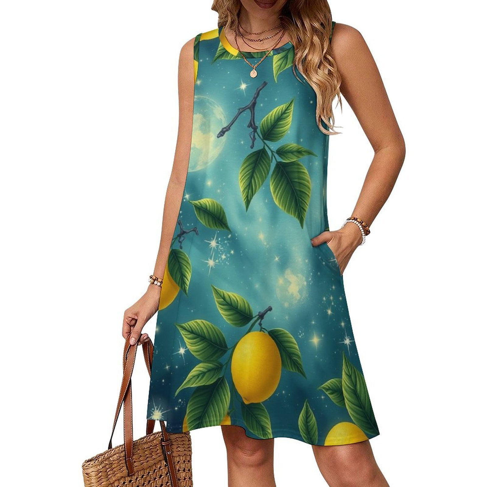 Delicious Lemon Women's Dress Summer Round Neck Sleeveless - Walmart.com