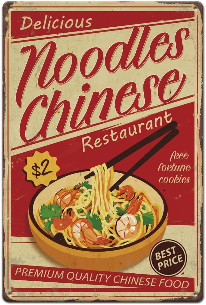 Delicious Noodles Chinese Restaurant Tin Signs Food Retro Metal Poster ...