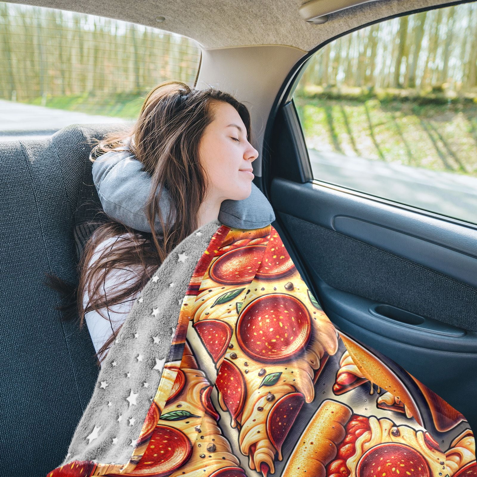 Delicious Original Pepperoni Pizza Travel Blanket Pillow Compact ...