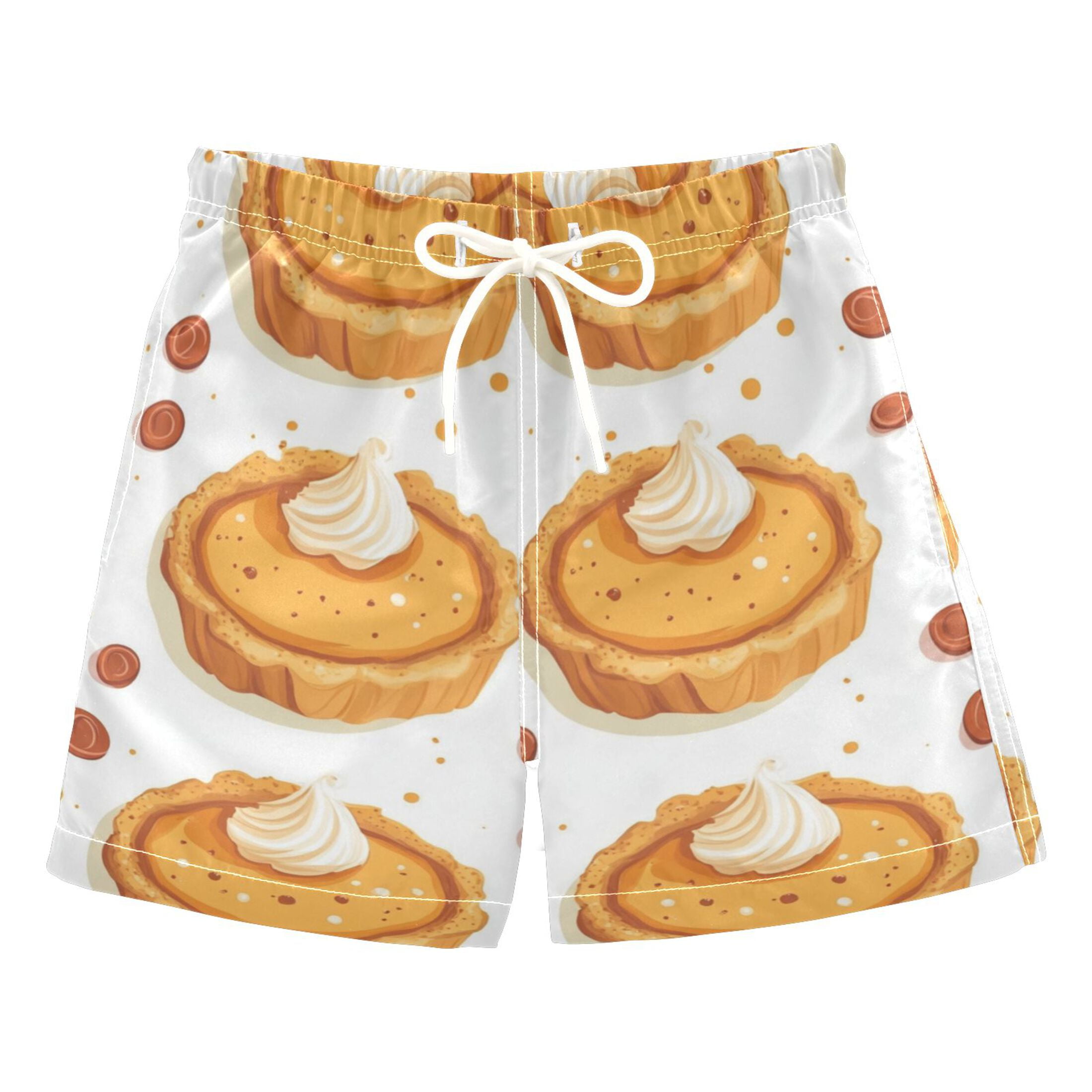 Delicious Pie with Cream Cartoon Boys' Swim Trunks Board Shorts Beach ...