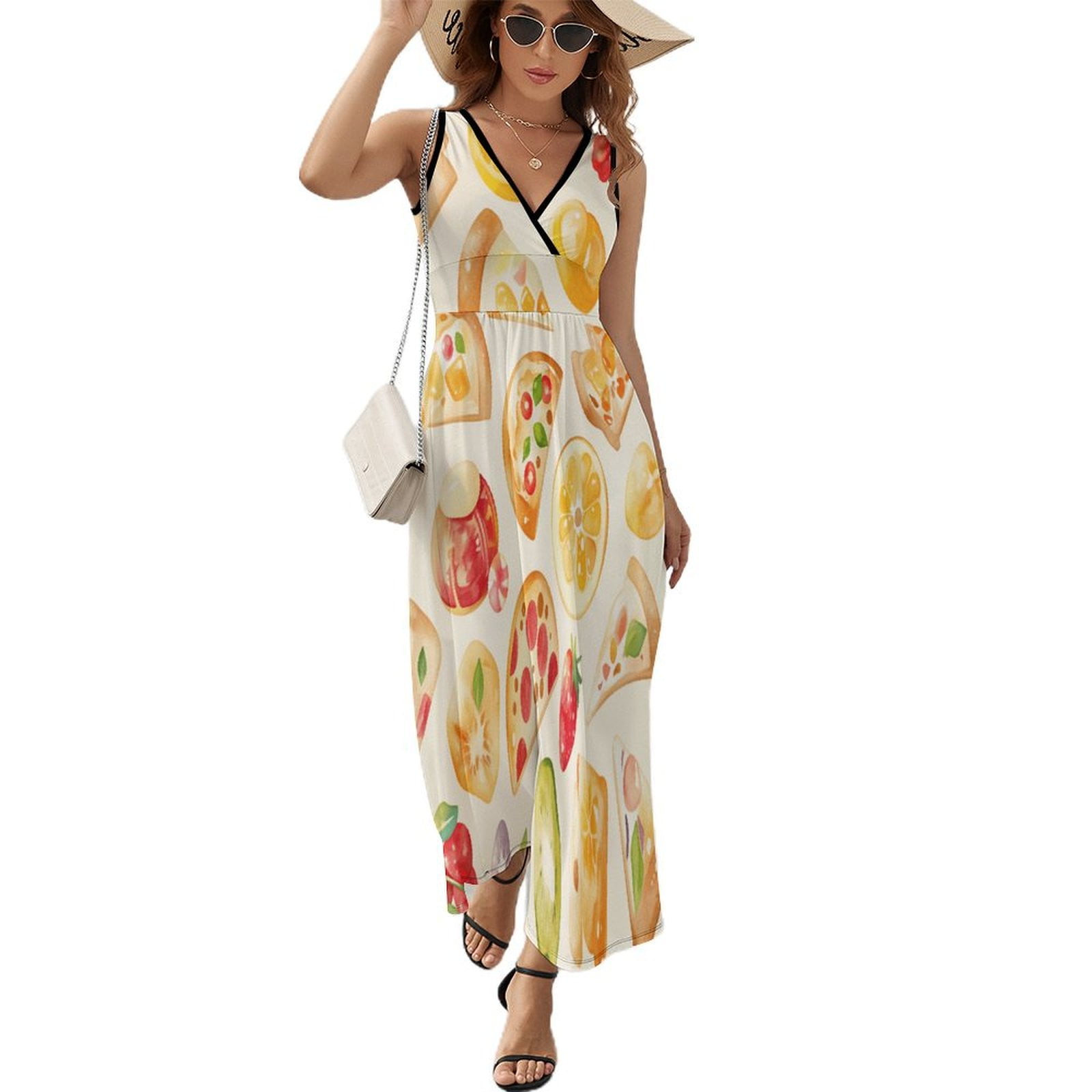 Delicious Pizza Burger Art Sleeveless Dress Women's Summer Suit Dresses ...