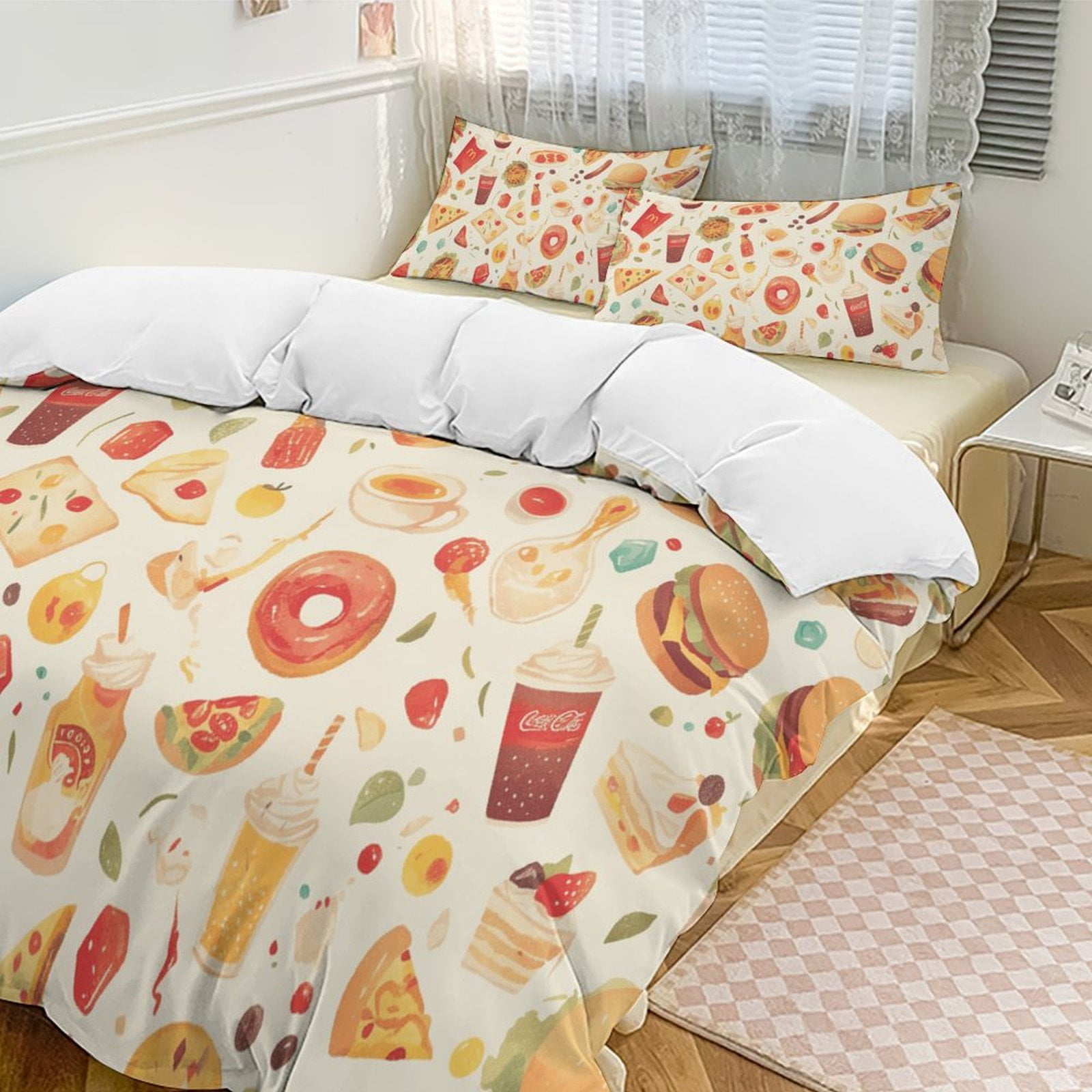 Delicious Pizza Burger Duvet Cover Set King Size for Bedroom Decoration ...