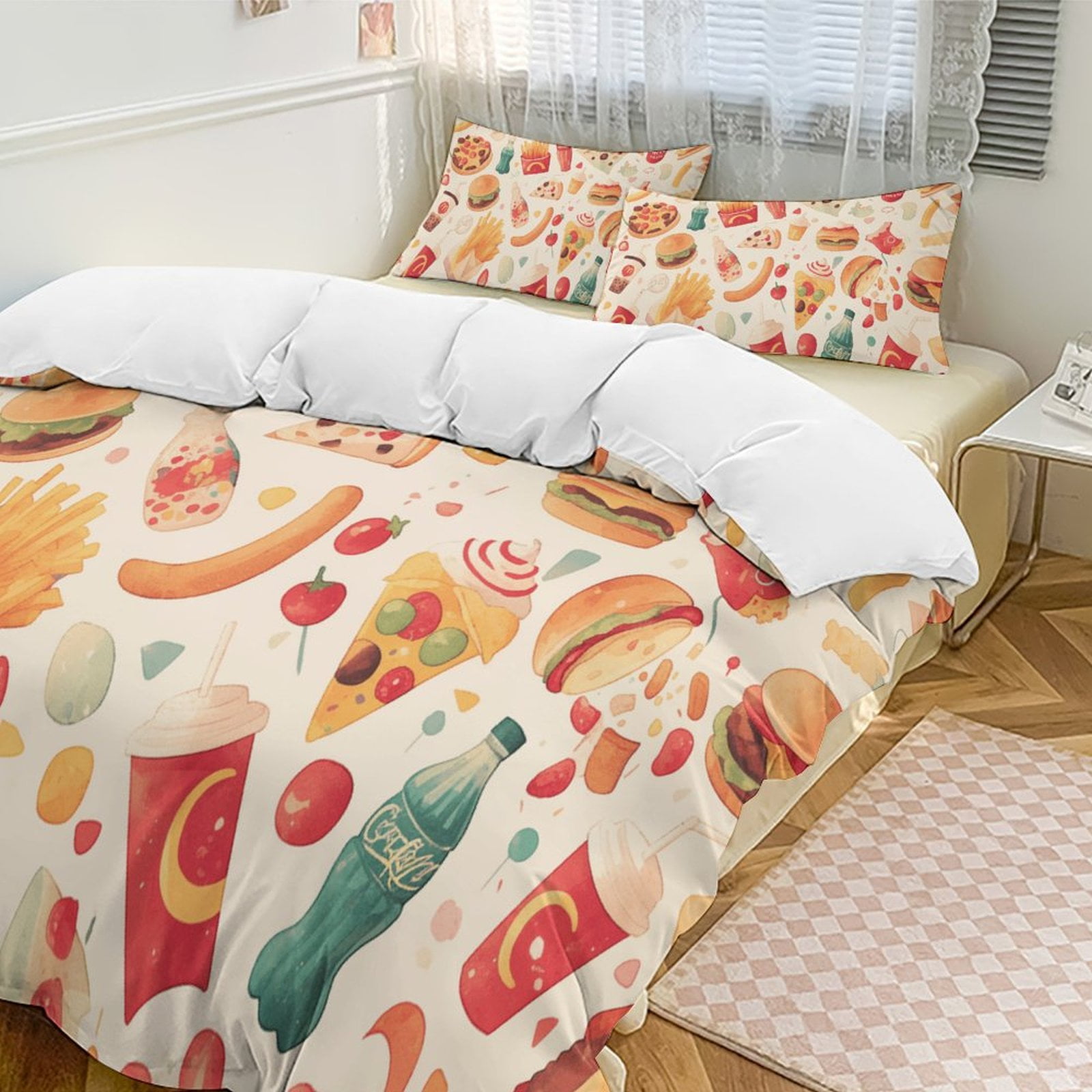 Delicious Pizza Burger Duvet Cover Set King Size for Bedroom Decoration ...