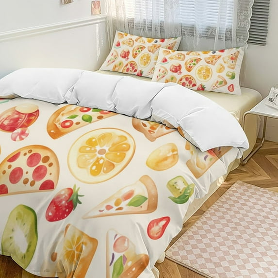 Delicious Pizza Burger Duvet Cover Set Pattern Soft Bedding Set ...