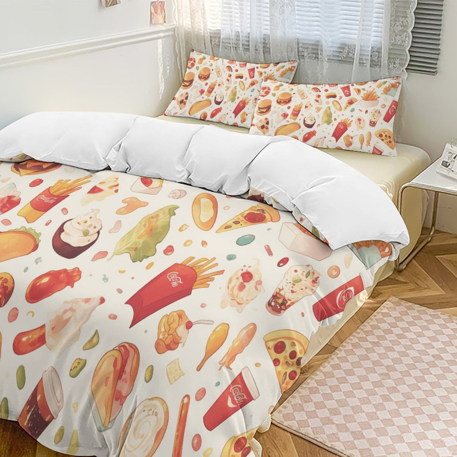 Delicious Pizza Burger Duvet Cover Set Themed Multicolor Polyester ...