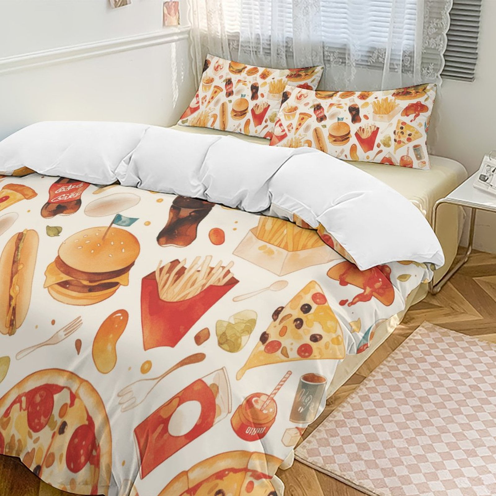 Delicious Pizza Burger Duvet Cover Set Themed Multicolor Polyester ...