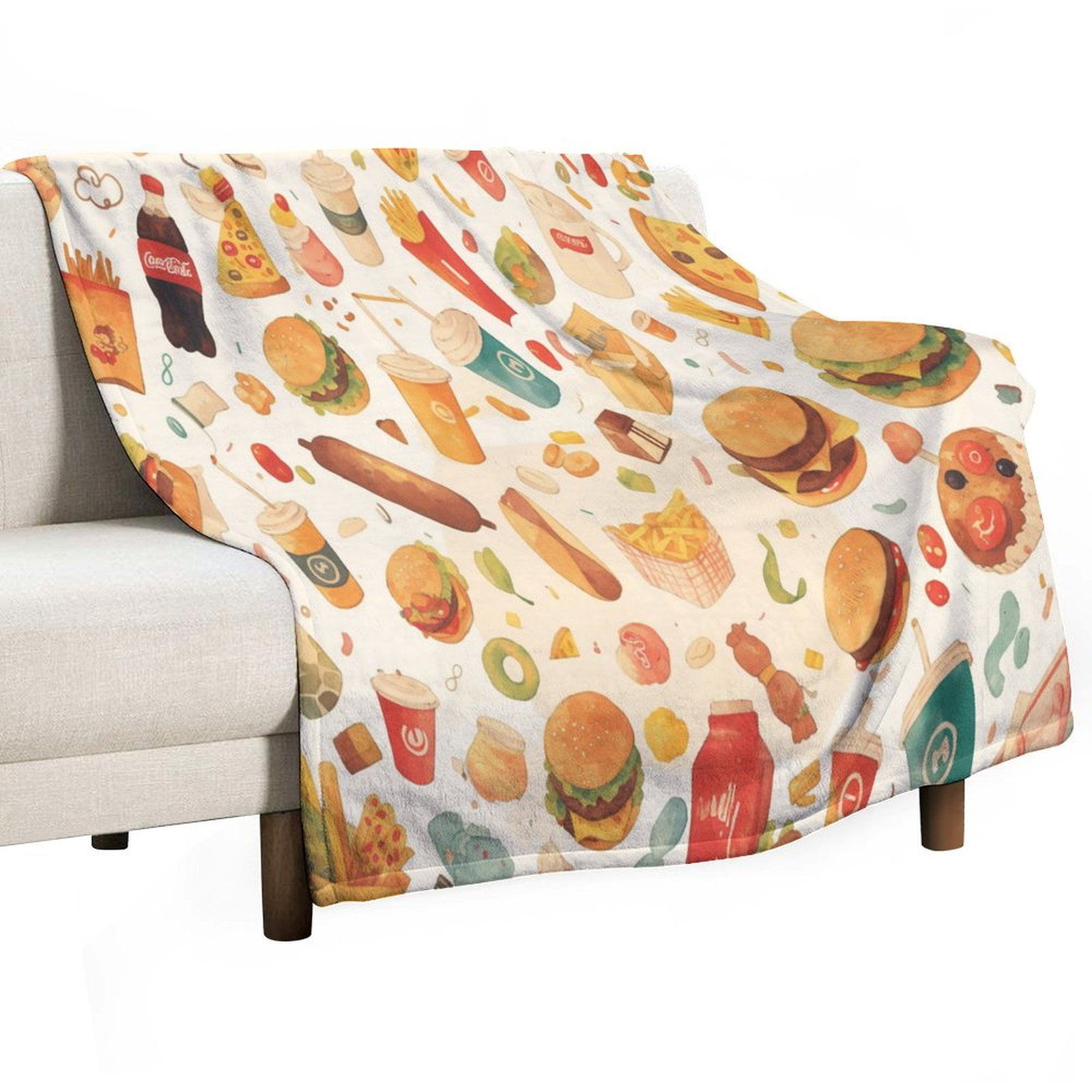 Delicious Pizza Burger Flannel Blanket Lightweight Blanket for Couch ...
