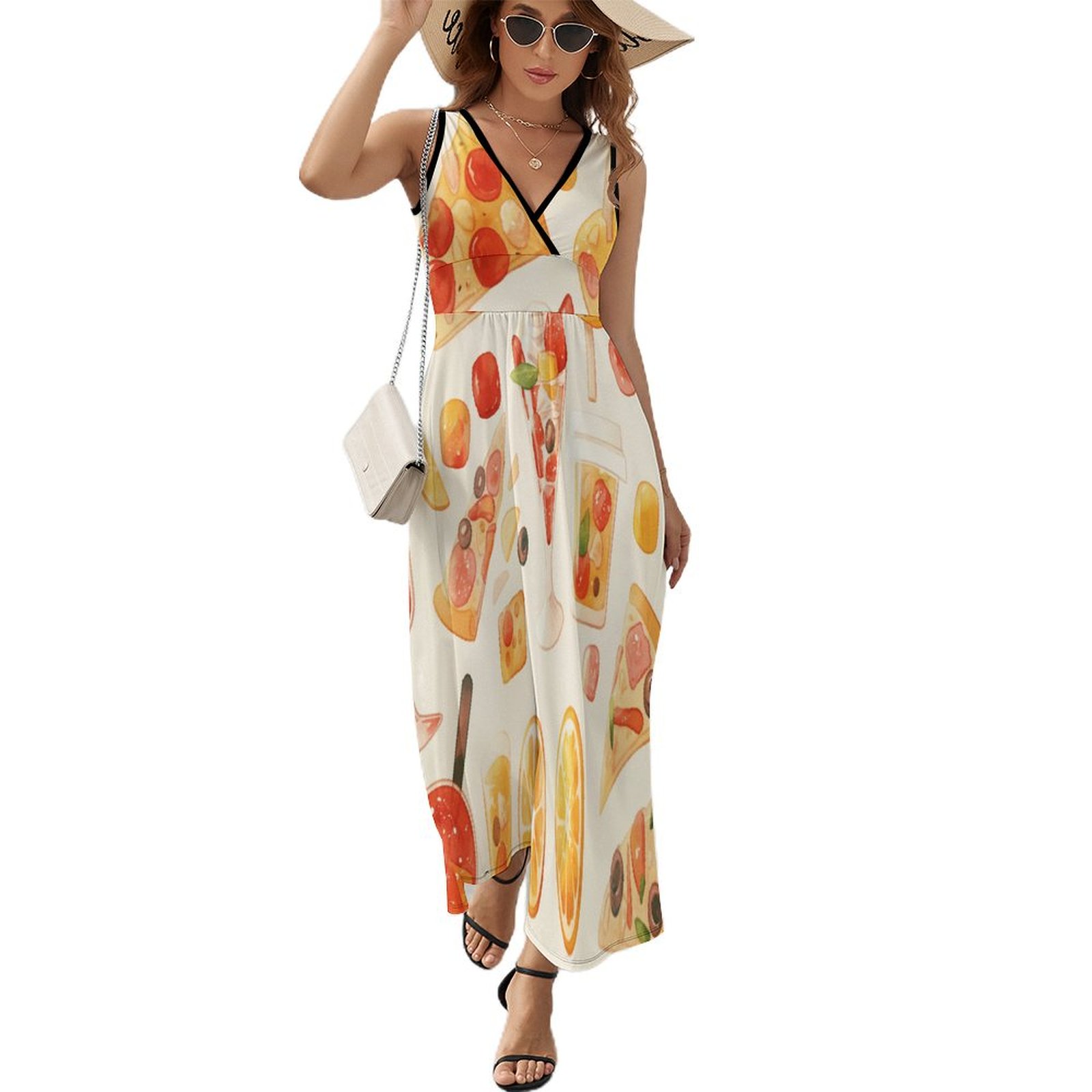 Delicious Pizza Burger Pattern Design Sleeveless Dress Summer Clothes ...
