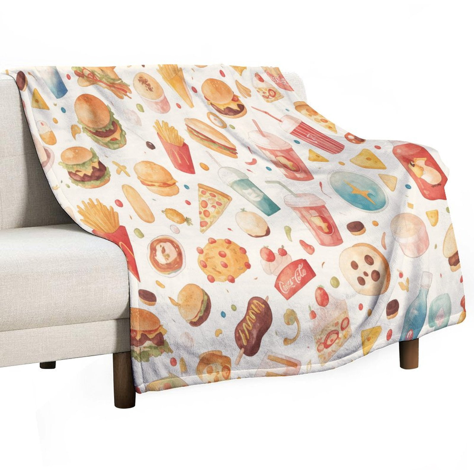 Delicious Pizza Burger Print Blanket Warm Throw Blanket Soft Flannel ...
