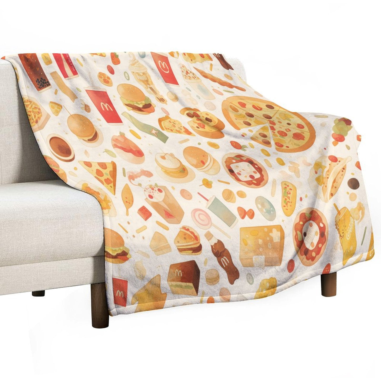 Delicious Pizza Burger Print Blanket Warm Throw Blanket Soft Flannel ...