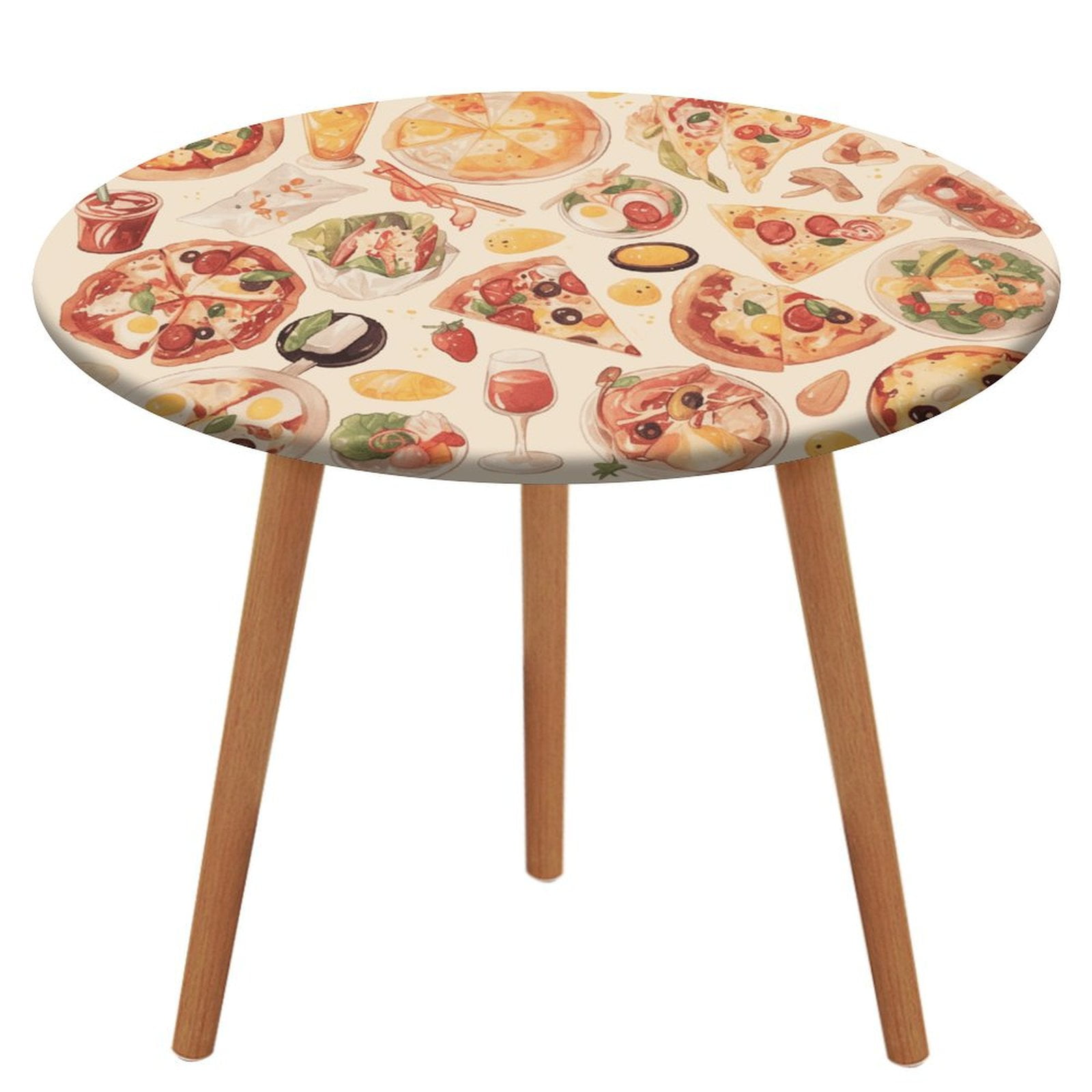 Delicious Pizza Burger Round Fitted Tablecloth with Elastic Edged ...