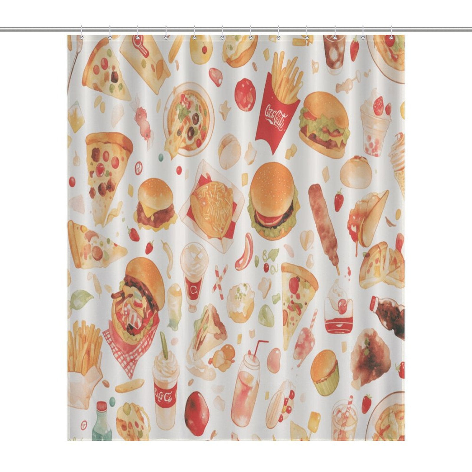 Delicious Pizza Burger Shower Curtain Cloth Fabric Bathroom Decor with ...