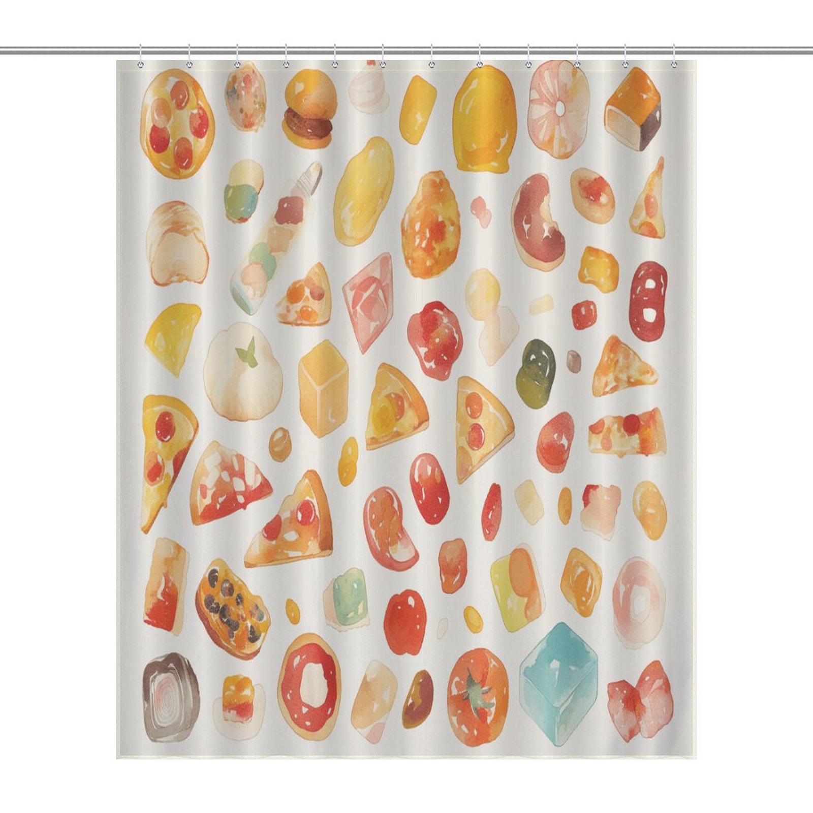 Delicious Pizza Burger Shower Curtain Cloth Fabric Bathroom Decor with ...