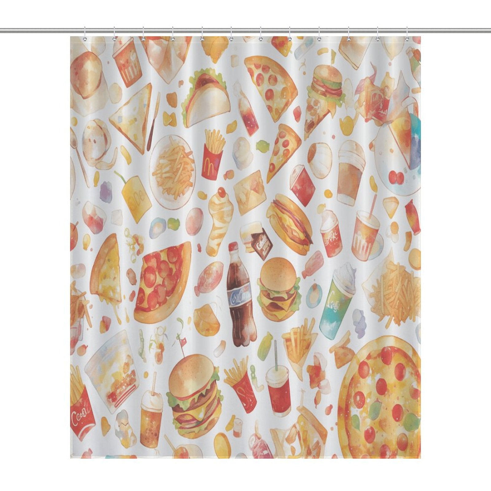 Delicious Pizza Burger Shower Curtain Cloth Fabric Bathroom Decor with ...