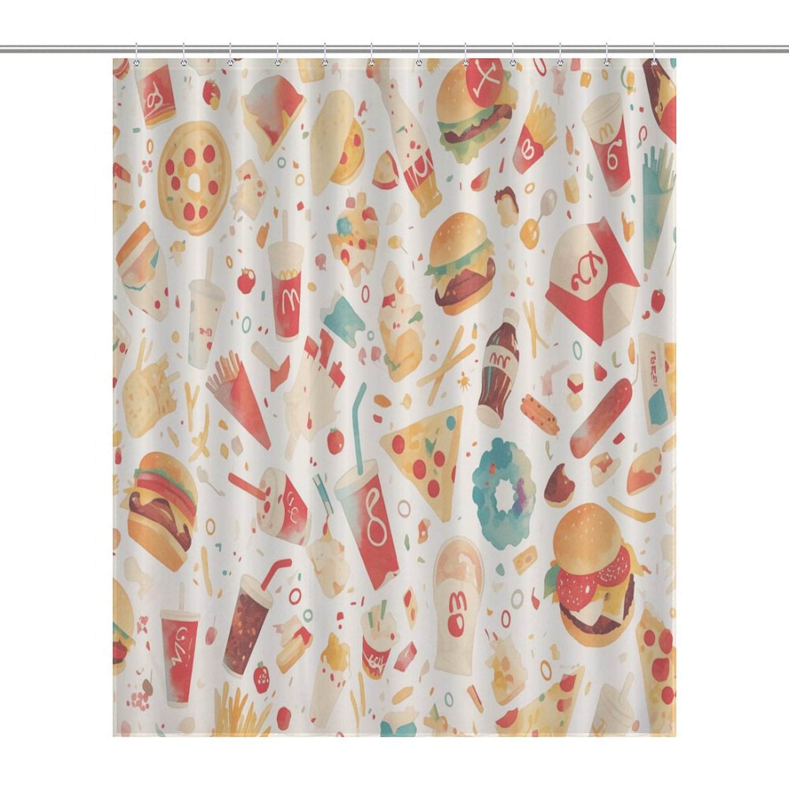 Delicious Pizza Burger Shower Curtain Cloth Fabric Bathroom Decor with ...