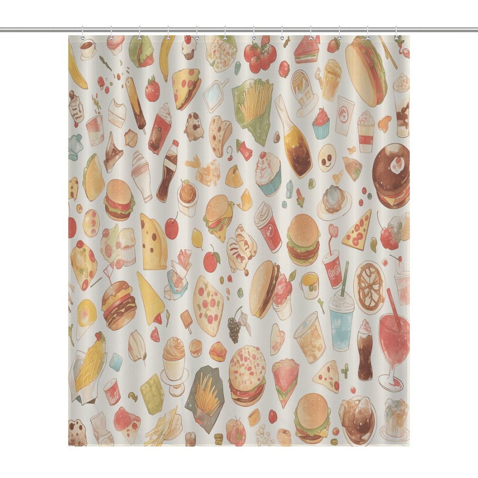 Delicious Pizza Burger Shower Curtain Cloth Fabric Bathroom Decor with ...