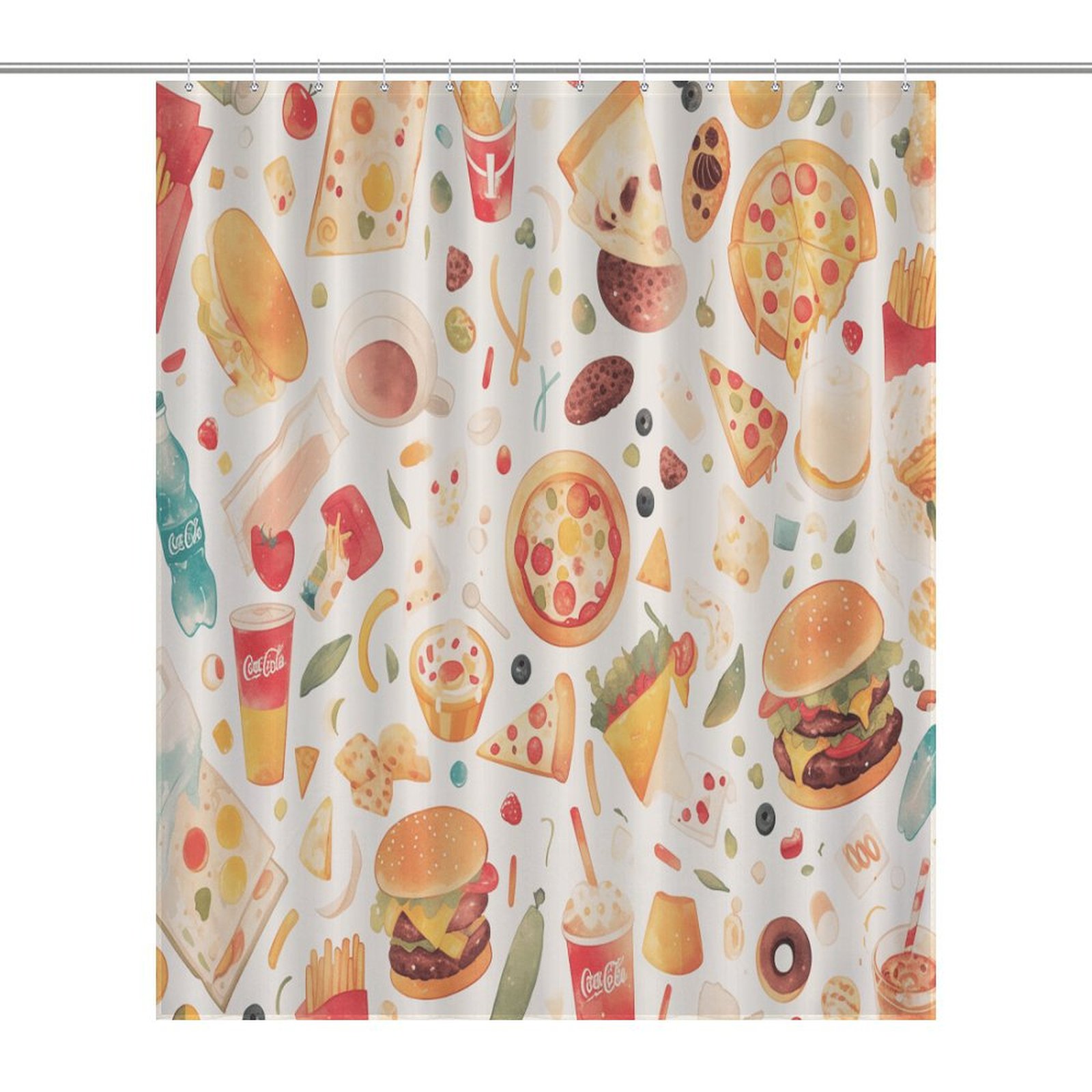 Delicious Pizza Burger Shower Curtain Cloth Fabric Bathroom Decor with ...