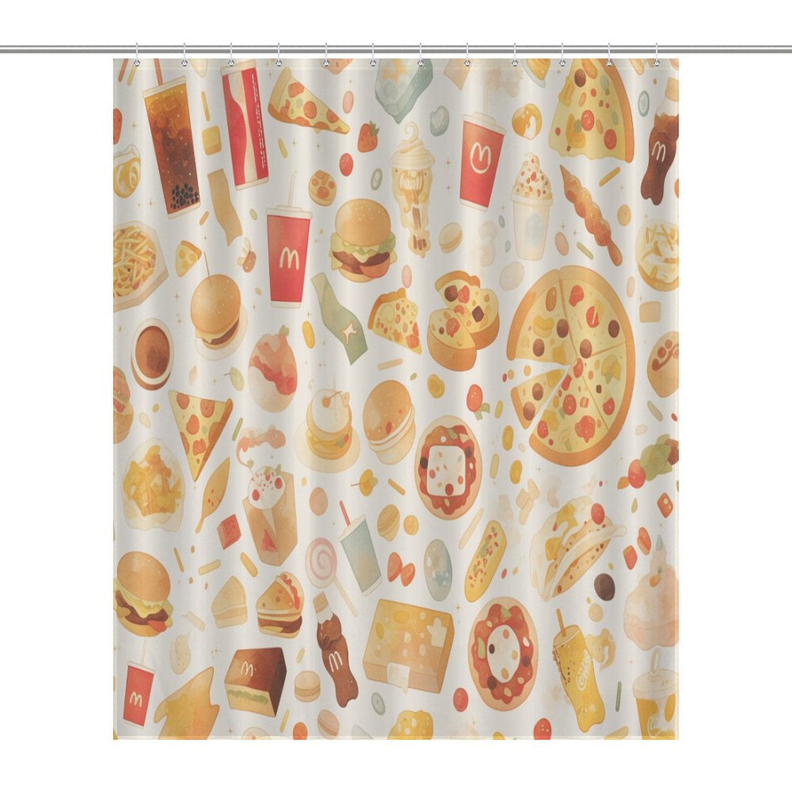 Delicious Pizza Burger Shower Curtain Cloth Fabric Bathroom Decor with ...