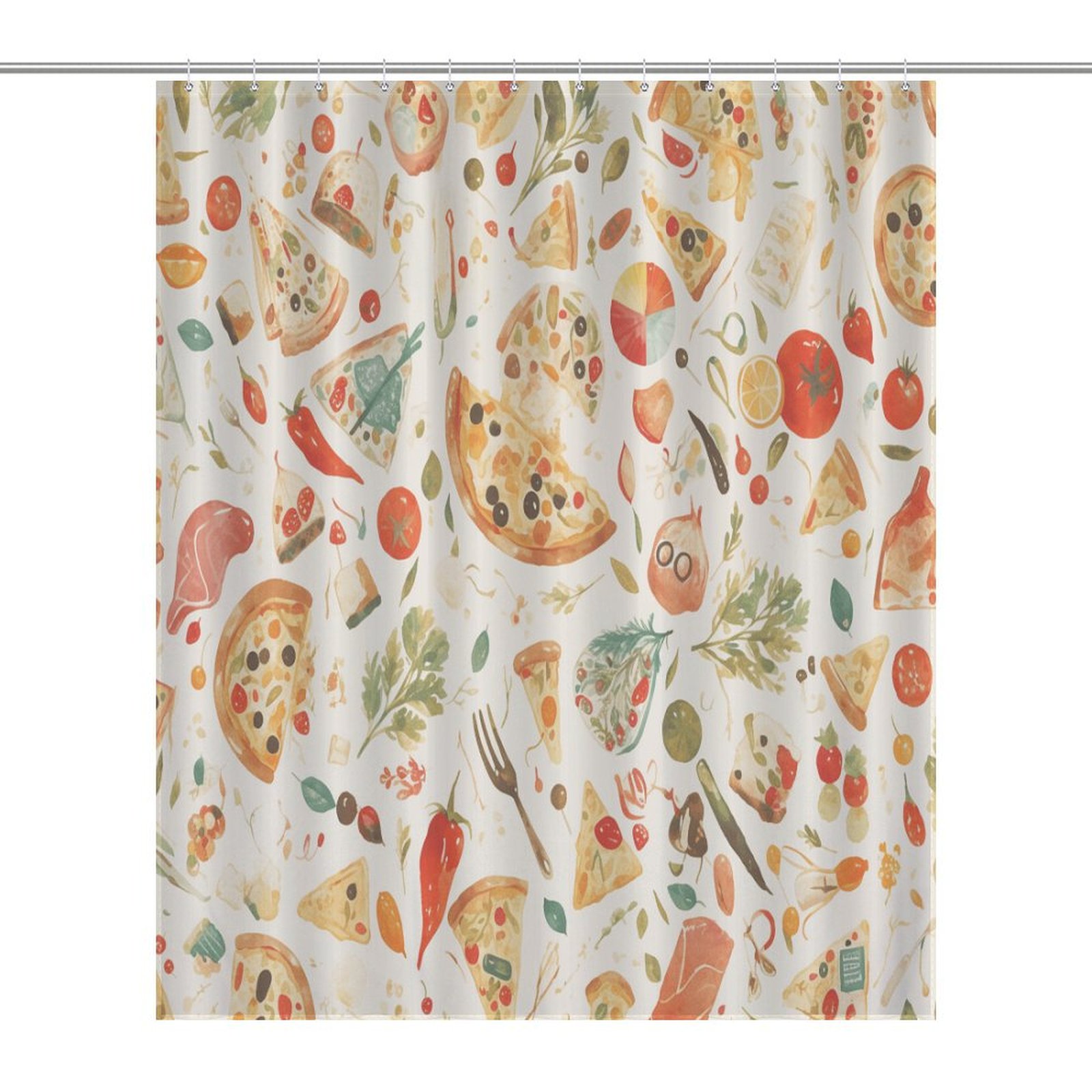 Delicious Pizza Burger Shower Curtain Fabric Bathroom Decor with Hooks ...