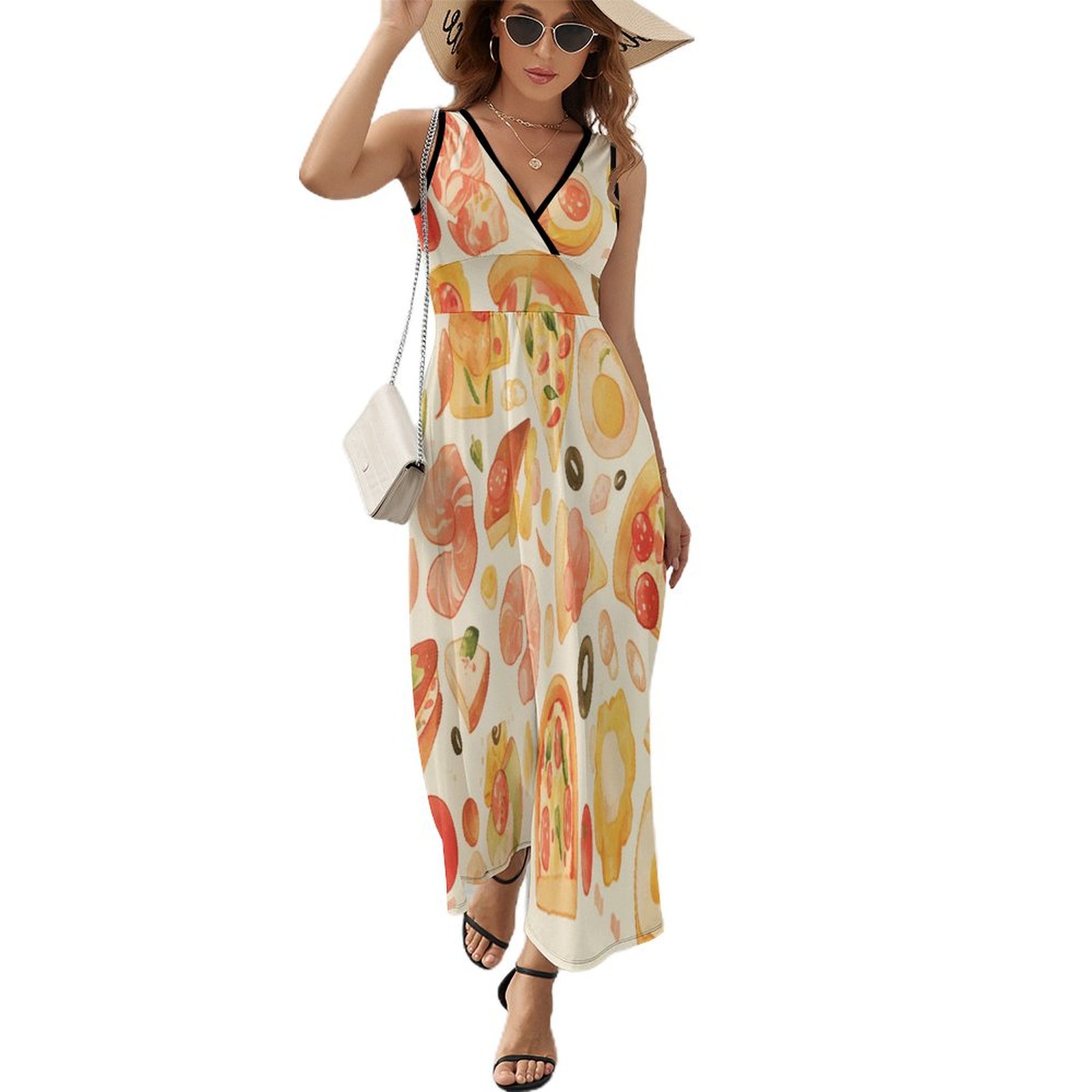 Delicious Pizza Burger Sleeveless Dress Female Clothing Dress Women ...