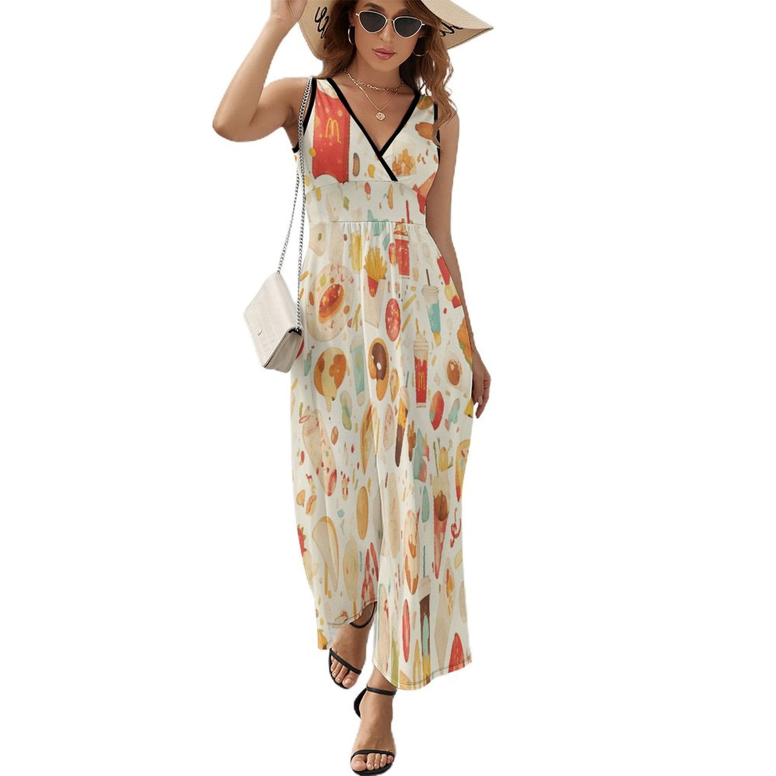 Delicious Pizza Burger Sleeveless Dress Female Clothing Dress Women ...