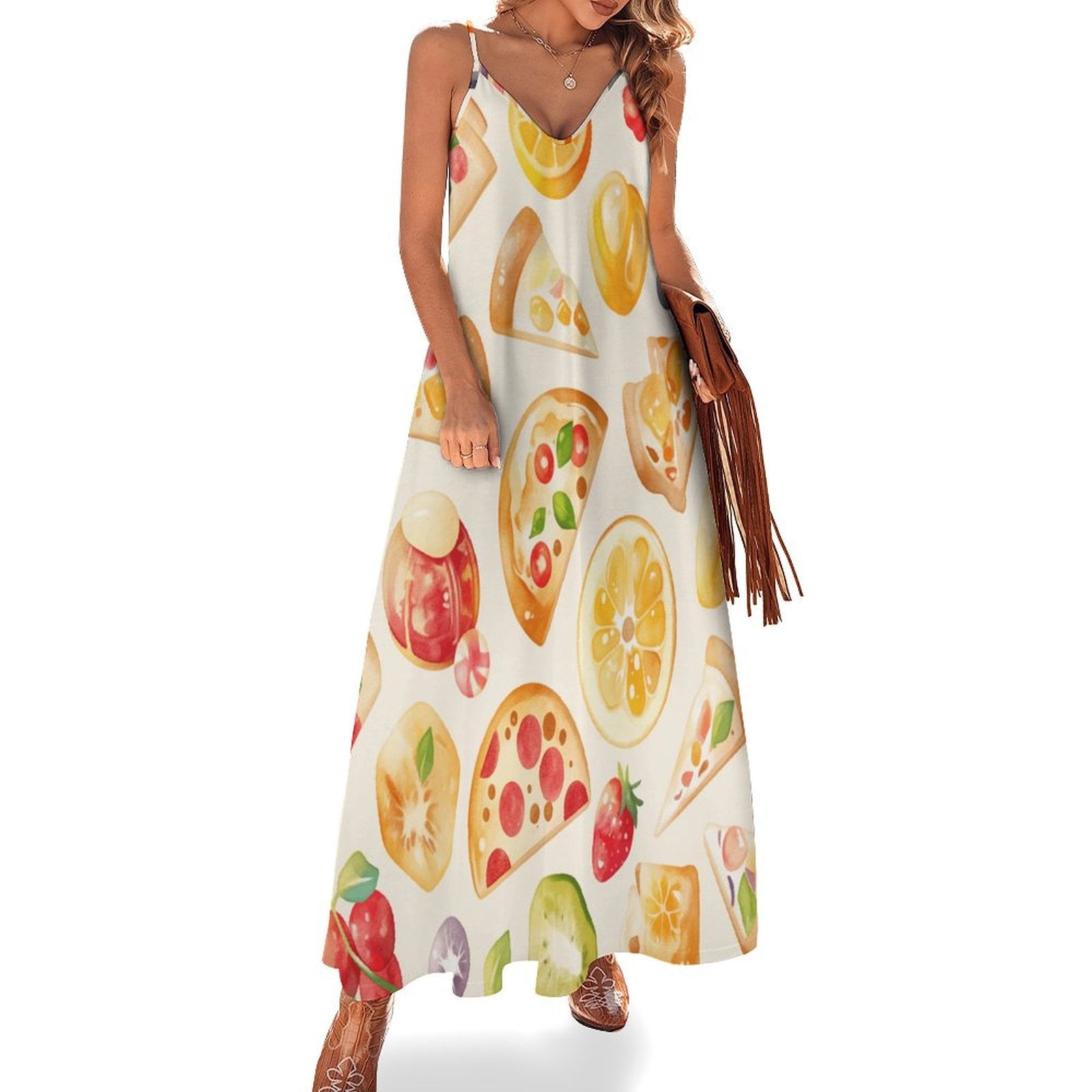 Delicious Pizza Burger Sleeveless Dress Women's Luxury Party Dress ...