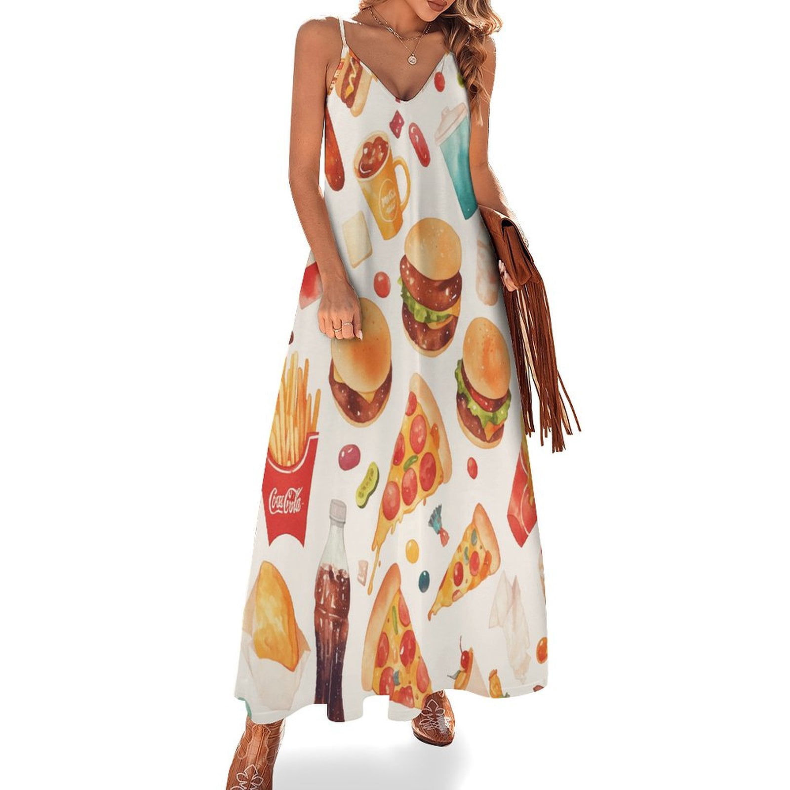 Delicious Pizza Burger Sleeveless Dress Women's Luxury Party Dress ...