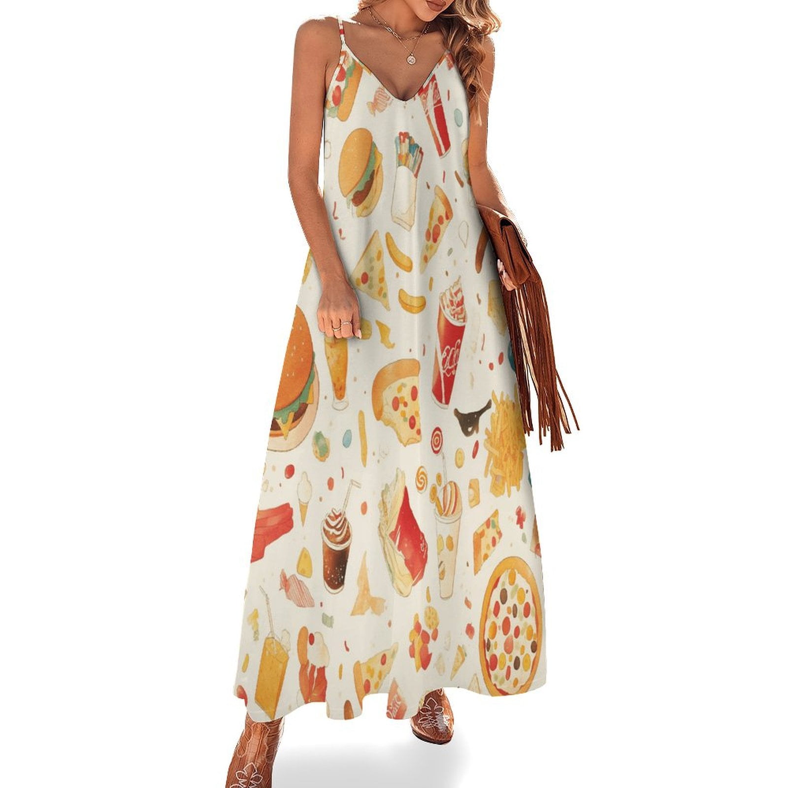 Delicious Pizza Burger Sleeveless Dress Women's Luxury Party Dress ...