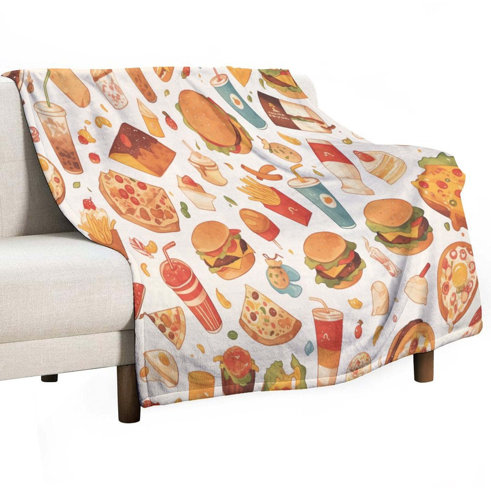 Delicious Pizza Burger Soft Print Blanket Throw Blankets Warm Cozy ...