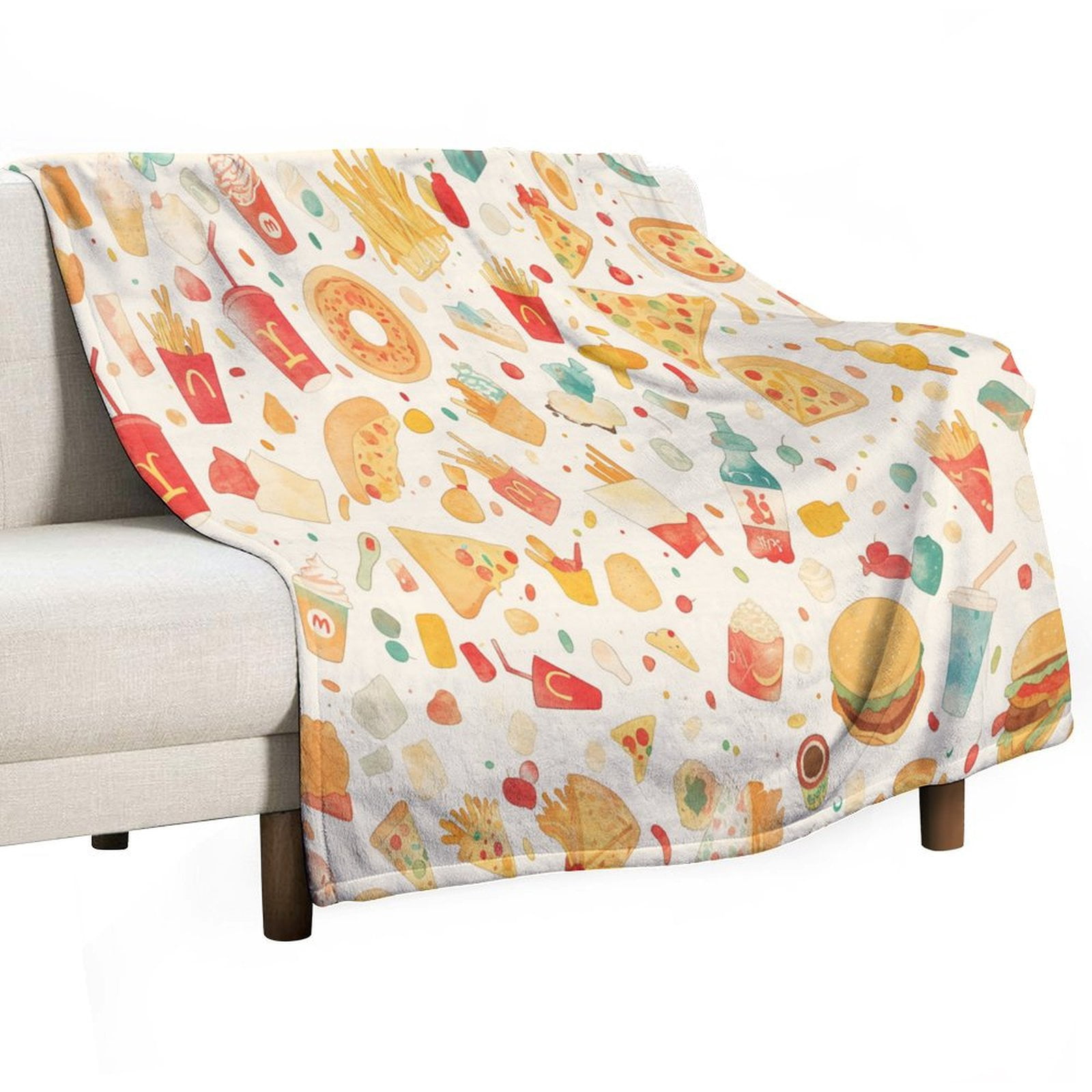 Delicious Pizza Burger Soft Print Blanket Throw Blankets Warm Cozy ...