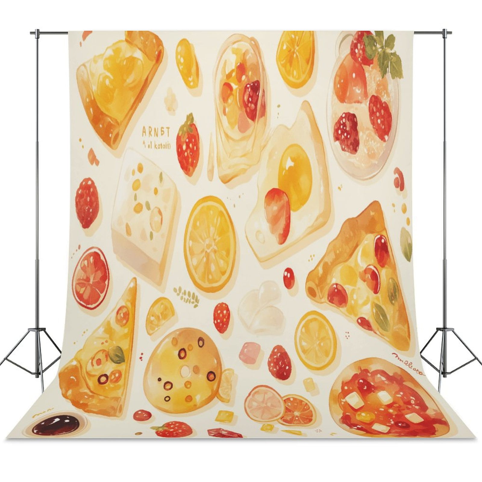 Delicious Pizza Burger Spring Wall Backdrop Background Floral Backdrops ...