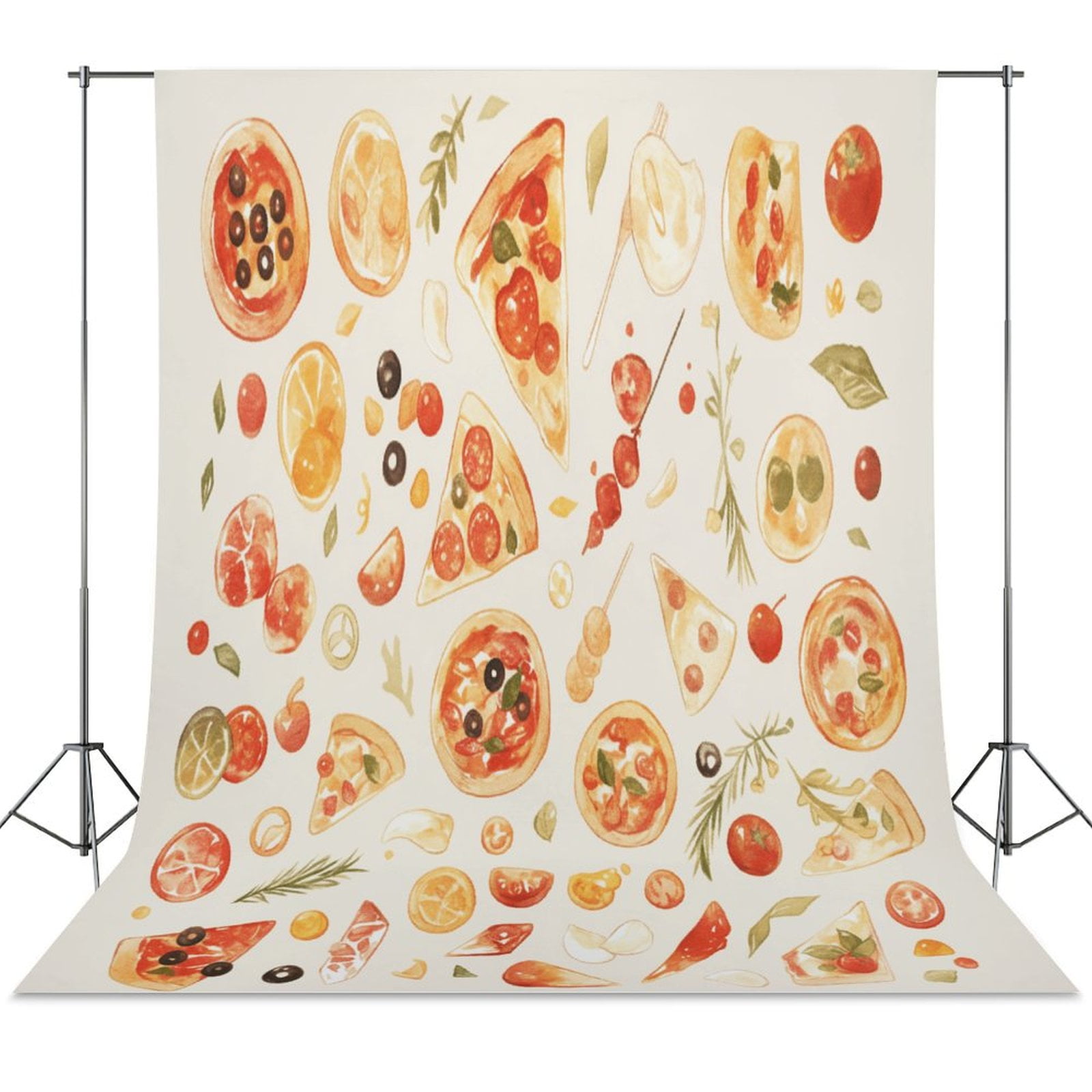 Delicious Pizza Burger Spring Wall Backdrop Background Floral Backdrops ...
