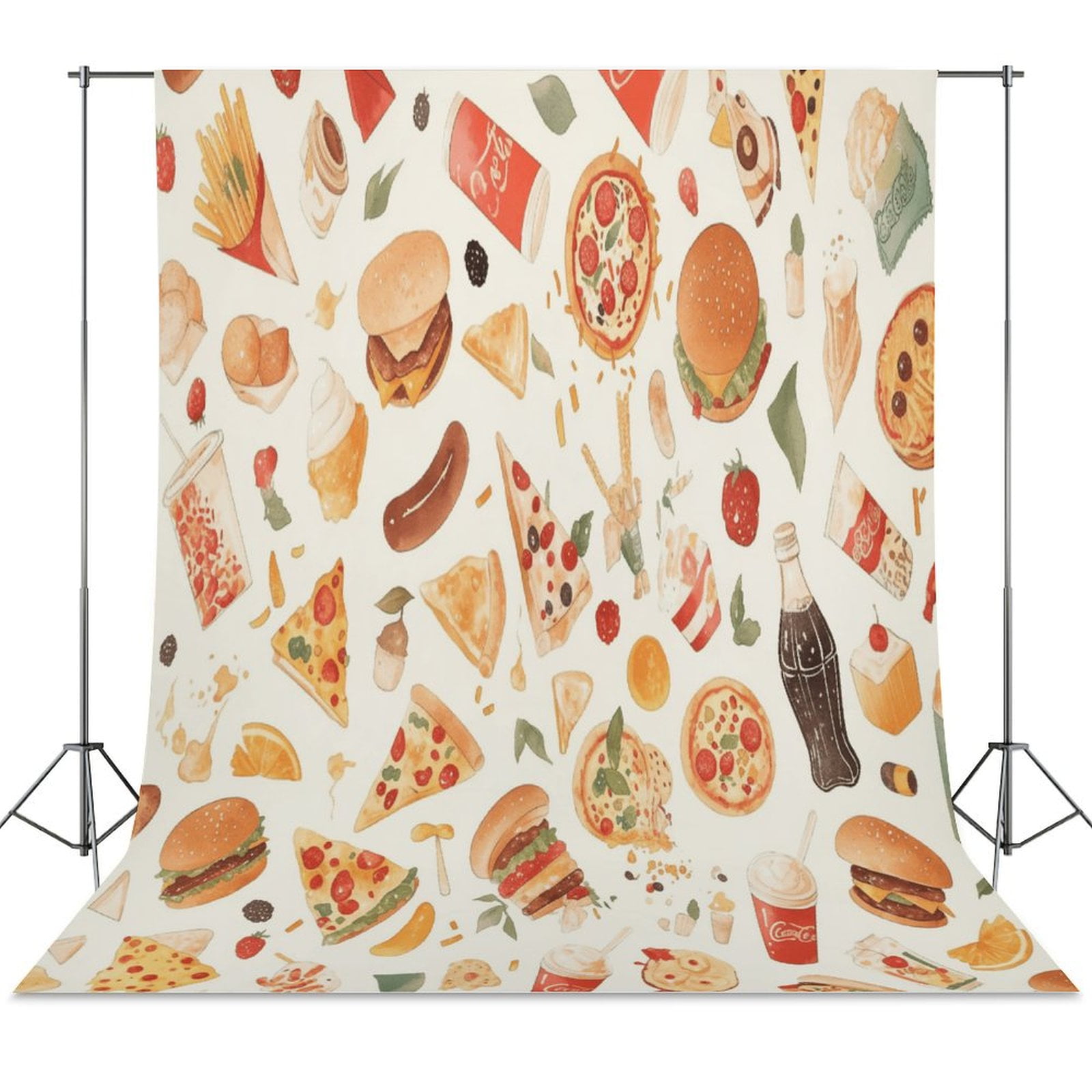 Delicious Pizza Burger Spring Wall Backdrop Background Floral Backdrops ...
