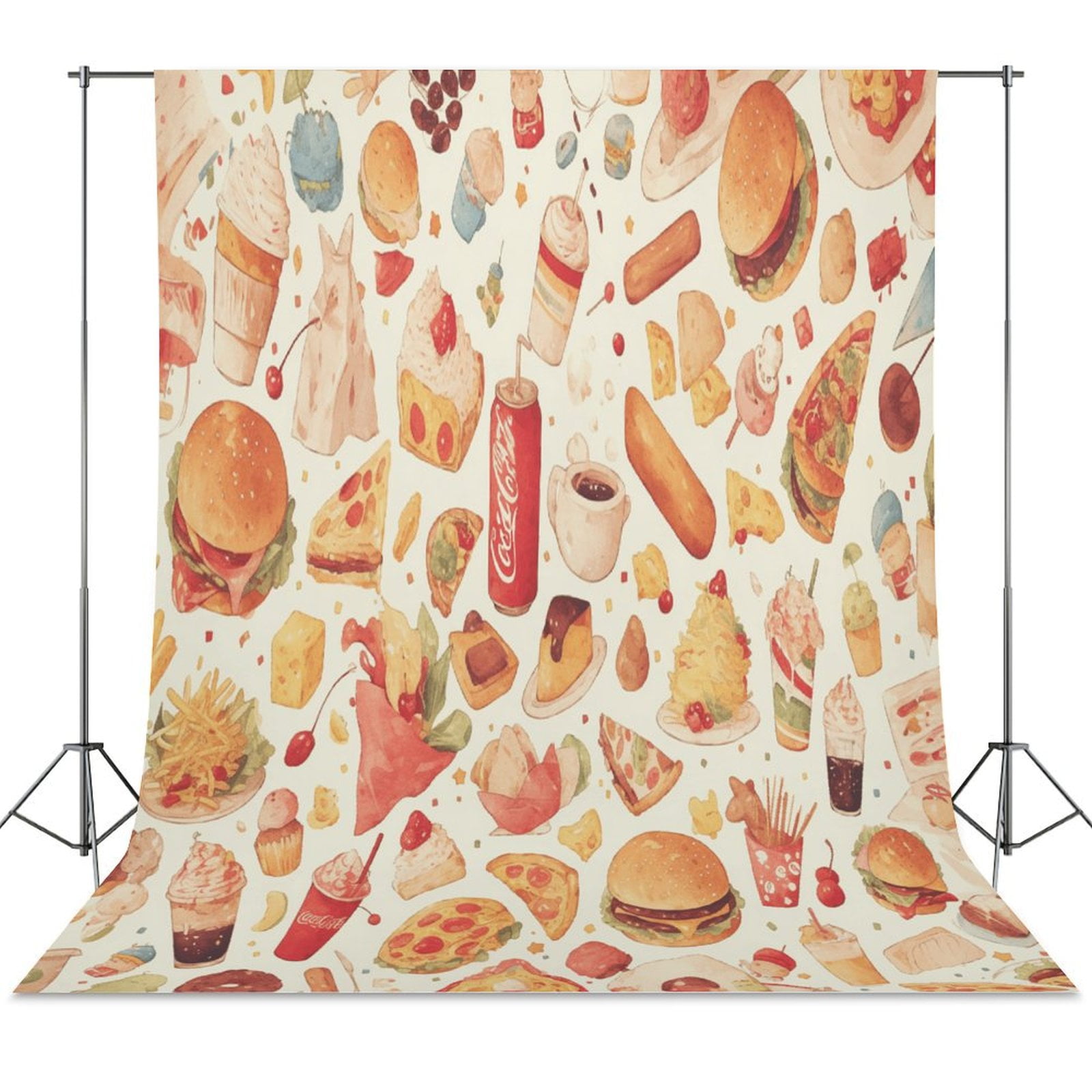 Delicious Pizza Burger Spring Wall Backdrop Background Floral Backdrops ...