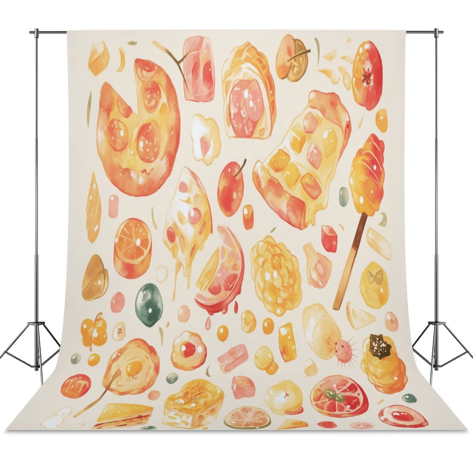 Delicious Pizza Burger Spring Wall Backdrop Background Floral Backdrops ...